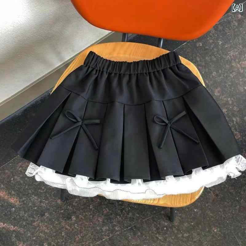 女の子 プリーツスカート 秋冬 かわいい おしゃれ フェイクツーピース レース ショート ミニスカート 子供服 普段使い コーディネートしやすい ファッション・スタイル: 韓国・スカートタイプ: プリーツ・: ハーフスカート・主な素材: ポ...