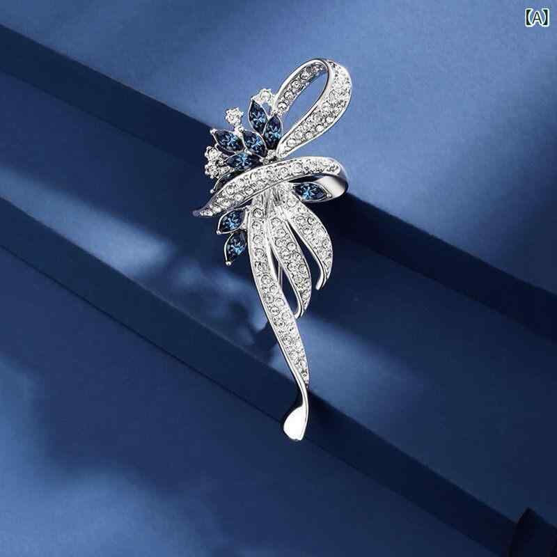 ブローチ 女性用 高級感 精巧 魅惑的 胸花 ピン スーツ アクセサリー フォーマル 装飾 華やか ビジネス 普段使い・スタイル: 日韓・柄: 植物花柄・主な素材: 合成立方ジルコニア/ラインストーン・対象性別: 女性・カラー展開: 銀氷白...