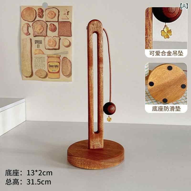 キッチン収納ラック 木製 スタンドタイプ ペーパータオル ホルダー ラップフィルム 保存袋 ハンガー 雑巾 吊り 家用 便利 整理 コンパクト