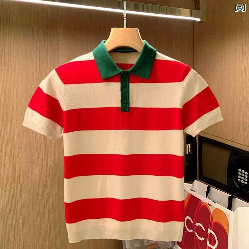 ポロシャツ メンズ 短袖 夏 ストライプ ミックスカラー ニット カレッジ風 カジュアル トップス 軽量 吸湿速乾 快適 普段使い 通学・主な素材: 化学繊維混紡・柄: ストライプ・カラー展開: 杏色・袖型: 通常・スタイル: 青春・袖丈:...