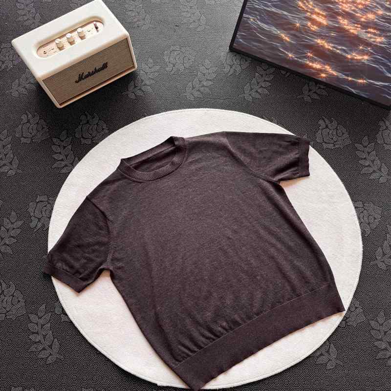 短袖 Tシャツ ウール オーストラリア産羊毛 シワ抵抗 肌触り良い リブ編み ジャカード領 ショート丈 ウエストシェイプ クルーネック ベーシック トップス カジュアル 普段使い 柔らかい素材・主な素材: 羊毛・スタイル: 青春.潮・袖の形...