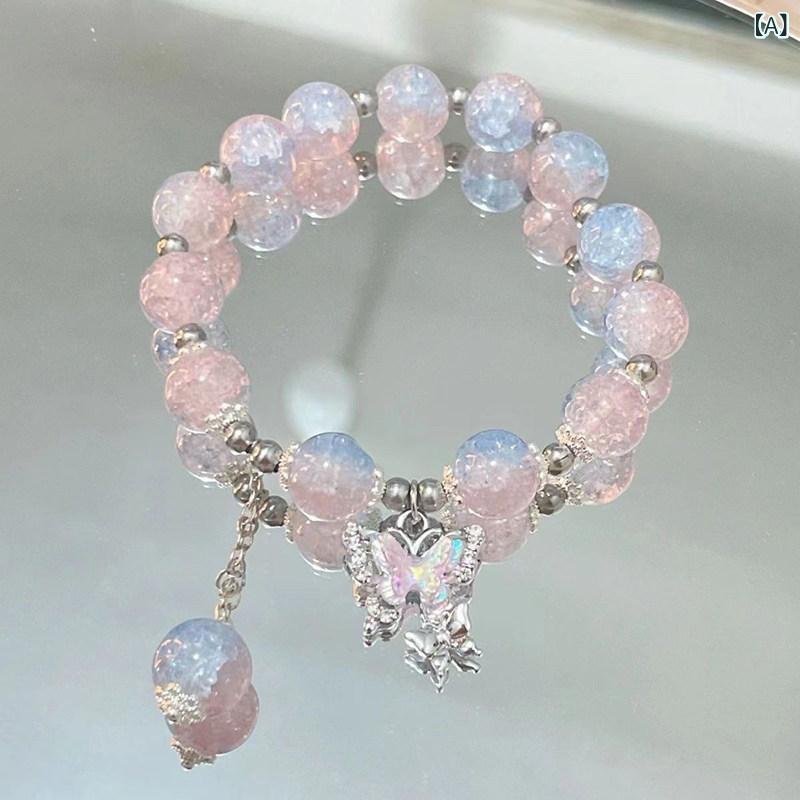 ブレスレット キッズ 女の子 小花柄 蝶モチーフ ガラスビーズ かわいい アクセサリー 日常使い 軽量 カラフル 手首飾り ユニーク 子供向け ファッションアイテム・スタイル: 甘美・主な素材: 混合素材・柄: 蝶・蜻蜓・昆虫・対象性別: ...