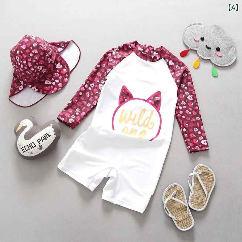 ベビー水着 女の子用 猫モチーフ ワンピース型 UVカット 速乾素材 サーフィン対応 セット 夏用 プール遊び ビーチウェア かわいい 伸縮性 軽量 アウトドア
