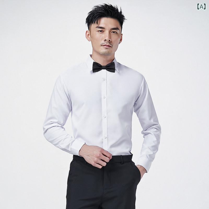 メンズ 結婚式用 フォーマル スーツ 礼服 白 ワイシャツ 伴郎服 兄弟装い 春秋 コーディネート セット スタンダード フィット・スタイル: スリム・素材機能: ノーアイロン・厚み: 標準・袖丈: 長袖・領型: スタンドカラー・適用シーン...