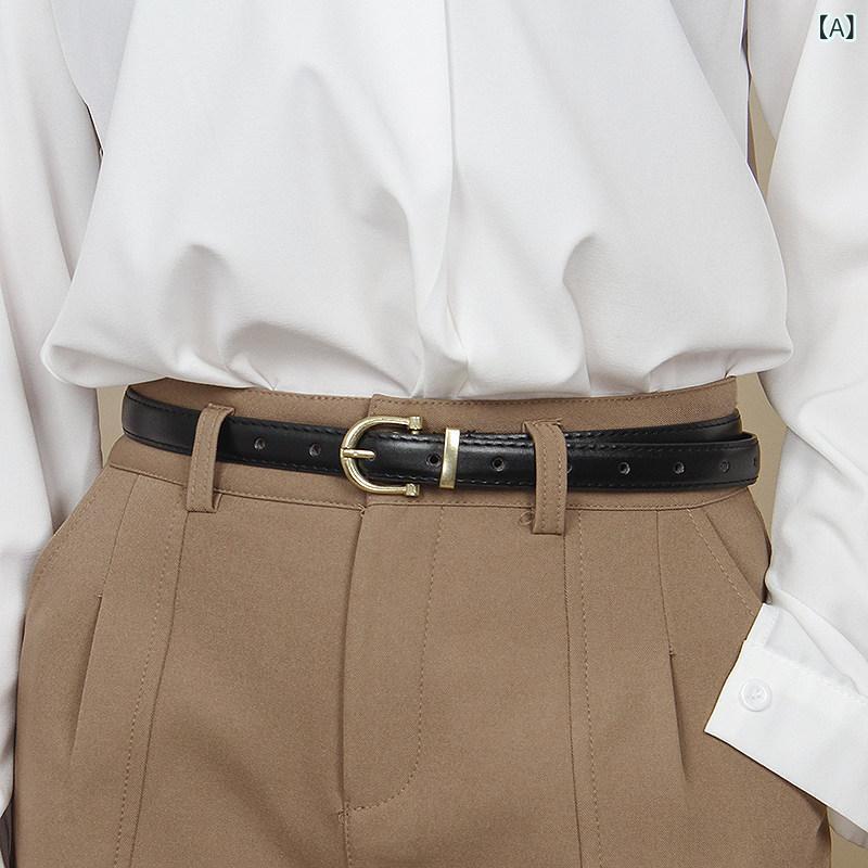 ベルト 女性用 細ベルト レザー 黒 シンプル 復古風 デニムパンツ用 韓国学生スタイル ファッション 装飾 日常使い 軽量 百搭・カテゴリ: ベルト・スタイル: 文芸・主な素材: 合成皮革 (PU)・幅: 1.8cm・バックルタイプ: ピ...