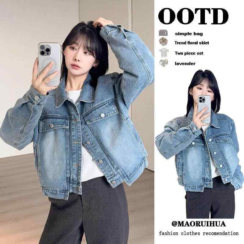 デニムジャケット 女性用 ペティット ブルー ショート丈 春秋 フィット カジュアル 開き トップス コーディネート 合わせやすい ストレッチ 軽量 デニム生地・・フィット: ・袖丈: 長袖・襟: POLO・丈: 短め・開き: 単排ボタン・...