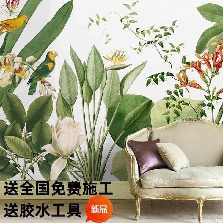 壁紙 アメリカンスタイル 東南アジア 熱帯雨林 植物柄 テレビ背景 寝室 ベッドヘッド リビング ソファ ダイニング インテリア 装飾 トロピカル ナチュラル ・スタイル: シンプルモダン・適用スペース: リビング.書斎.寝室.キッチン.新...