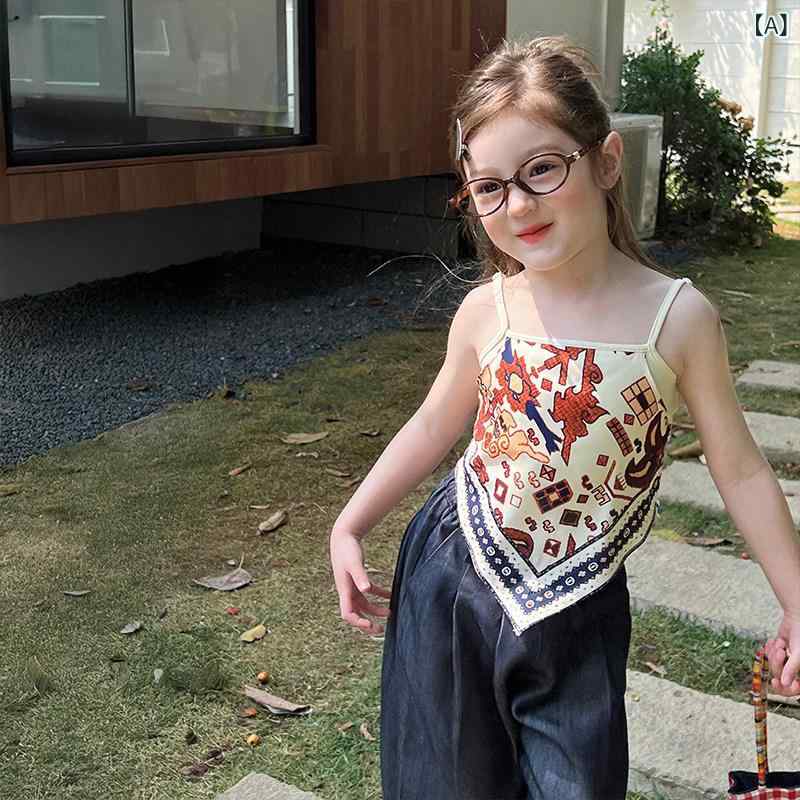 キャミソール 女の子用 リゾート風 フェイクツーピース 吊り帯 ビーチアウトドア 夏用 スタイリッシュ 軽量 通気性 コットン混 かわいい ・スタイル: ファッション・: キャミソール・厚み: 通常・ネックライン: スクエアネック・着用方法...
