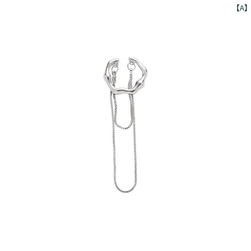 イヤーアクセサリー クール アメリカンスタイル タッセル チェーン 無ピアス イヤーハング 高級感 耳骨 クリップ ファッション 女性用 軽量 スタイリッシュ・カテゴリ: アクセサリー・スタイル: 欧米・主な素材: 合金.銀メッキ.金メッキ...