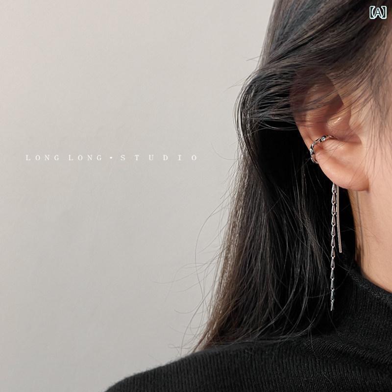 イヤーカフ 女性用 ノンピアス フリンジ シンプル 上品 高級感 個性 一体型 耳飾り 揺れる 日常使い 軽量 アクセサリー・スタイル: 日韓・対象: 女性・素材: 合金.銀メッキ.金メッキ・カラー展開: 銀色.金色.金色耳骨クリップフリス...