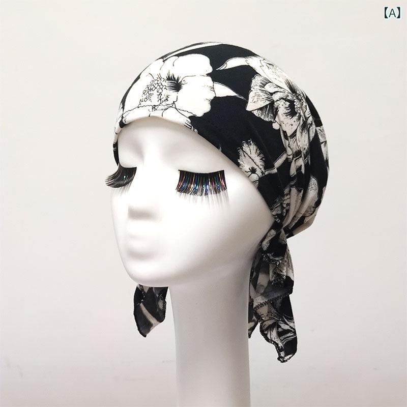 帽子 女性用 夏 白髪隠し 薄手 伸縮性 頭巾 ヘッドラップ ヘアバンド リボン スタイリッシュ ヘアアクセサリー 軽量 吸湿速乾 日常使い・サイズ展開: フリーサイズ・カラー展開: 黒大花.赤大花.黒底腰果花.白底腰果花.ワインレッド腰果...