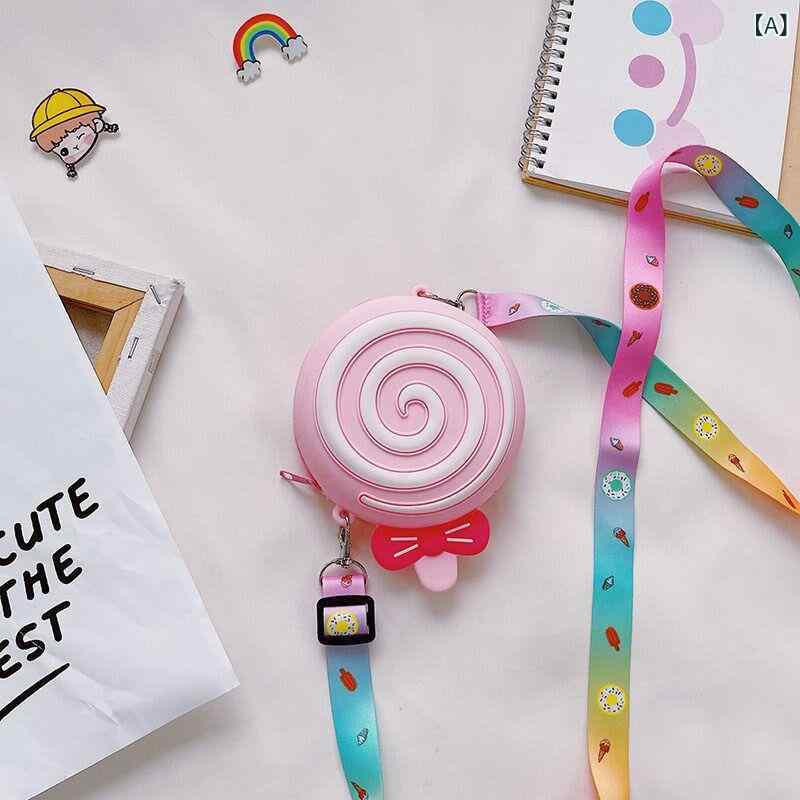 女の子用 子供 斜めがけバッグ かわいい プリンセス カートゥーン シリコン 棒キャンディー 小銭入れ ファッション コンパクト 軽量 普段使い・対象年齢: 14歳以上・対象性別: 男女共通・カラー: 黄色.紫.緑.ピンク.ローズ