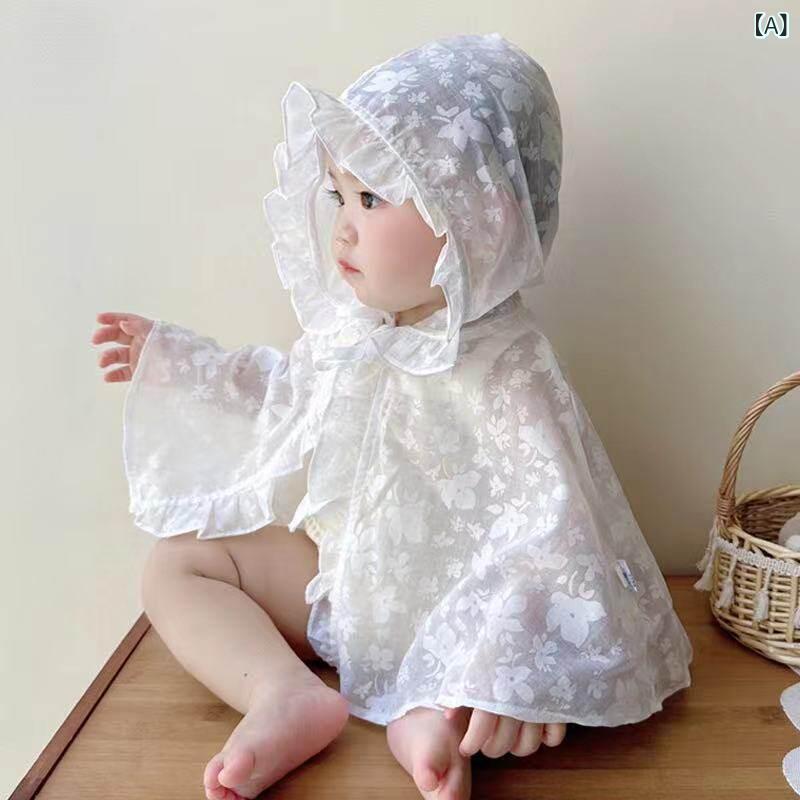 ベビー 女の子 UVカット 夏用 薄手 ケープ 外出用 マント プリンセス風 軽量 吸湿速乾 接触冷感 かわいい 肩掛け スタイル・スタイル: プリンセス・厚み: 薄手・開き: シングルボタン・柄: 無地・性別: 女児・サイズ展開: 80c...