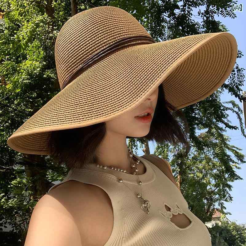 レディース 大つば 麦わら帽子 折りたたみ式 遮陽 春夏 リゾート 海辺用 ビーチ ストロー 軽量 バカンス風 フレンチスタイル 女性用 夏 ハット つば広 折畳み 紫外線対策 日よけ カジュアル・スタイル: カジュアル・詳細: 蝶結び・帽...