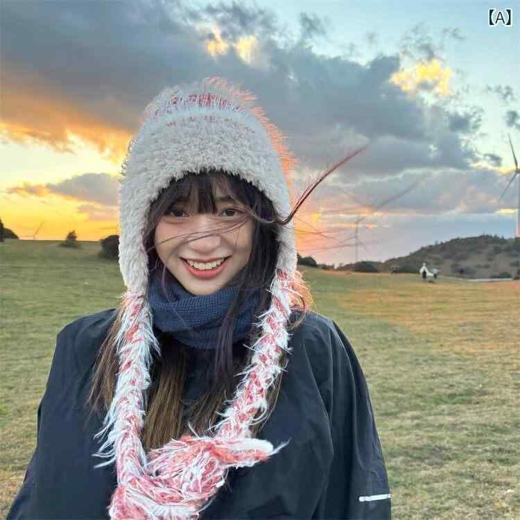 レディース ニット帽 秋冬 エスニック 登山用 暖か 耳当て ストライプ アウトドア 旅行 保暖 ウール混 軽量 伸縮性・カテゴリ: ニット帽・スタイル: カジュアル・スタイル詳細: フリンジ・帽頂スタイル: 丸頂・適用対象: 少年.女性....