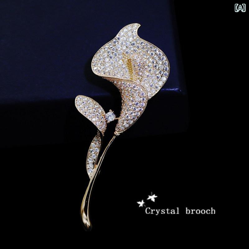レディース ブローチ チューリップ モチーフ 高級感 レトロ 胸花 ピン カーディガン ボタン ショール アクセサリー スーツ 装飾 女性用 別針 開衫 扣子 復古 風 西装 配り 付け コサージュ 針 飾り・スタイル: 日韓・柄: 花・性...