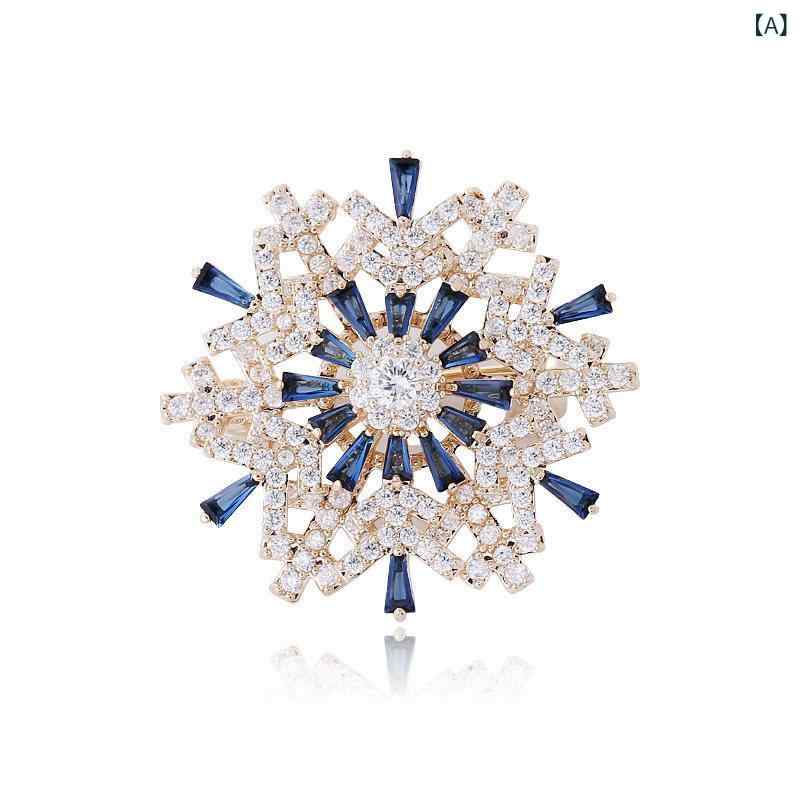 ブローチ レディース ラベンダーブルー 雪の結晶 回転式 精巧 胸花 ピン 高級感 女性用 アクセサリー ファッション 装飾品 日常使い ギフト対応・スタイル: 欧米・主な素材: 合成キュービックジルコニア/ラインストーン・柄: 植物花卉・...