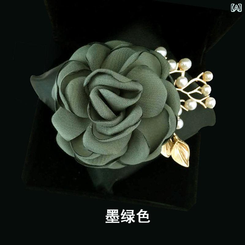 女性用 花モチーフ 布 ブローチ 上品 高級感 通勤 普段使い 装飾 アクセサリー ピン・カテゴリ: アクセサリー・スタイル: 日韓・主な素材: 混合素材・柄: 植物花・対象: 女性・カラー展開: 墨緑.ワインレッド.ジンジャーイエロー.紺...