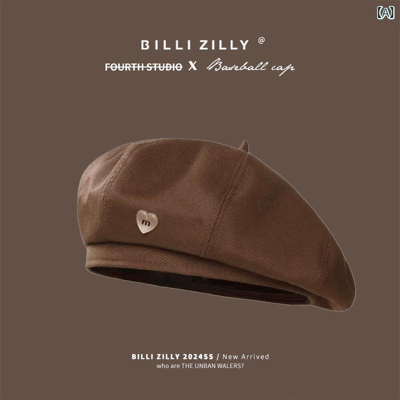 ベレー帽 レディース 秋冬 ブラウン系 レトロ 日系 ニュースボーイ帽 イギリス風 アーティストハット フェルト素材 暖か 日常使い ストリートファッション・スタイル: カジュアル・款式詳細: プレーン・帽頂スタイル: 丸頂・適用対象: 少...