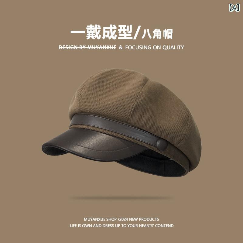 ベレー帽 レディース 秋冬 画家帽 八角帽 小顔効果 コーディネートしやすい 高級感 普段使い ソフトタッチ 暖かみ フラットシルエット・スタイル: カジュアル・帽子スタイル: ニュースボーイ帽・帽頂スタイル: 八角帽・適用対象: 少年.....