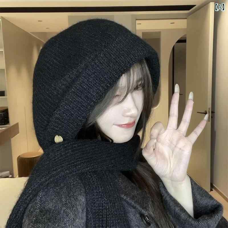 キッズ バラクラバ帽 ニット スカーフ一体型 無地 冬用 防寒 厚手 暖か 伸縮性 柔らか素材・カテゴリ: ニット帽・スタイル: カジュアル・帽頂スタイル: 円頂・帽檐スタイル: つば広・対象: 女性・適用シーン: 外出・年齢層: 15-1...