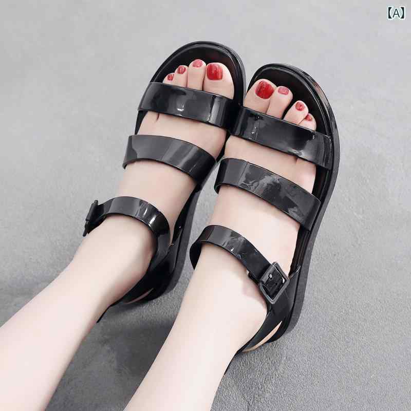 サンダル レディース 夏 透明 クリスタル フラットボトム オープントゥ ジェリー素材 ビーチシューズ 滑り止め 防水 レトロ 合成樹脂 カジュアル 普段使い クリアカラー・サイズ展開: 36,37,38,39,40・スタイル: 韓国・要素...