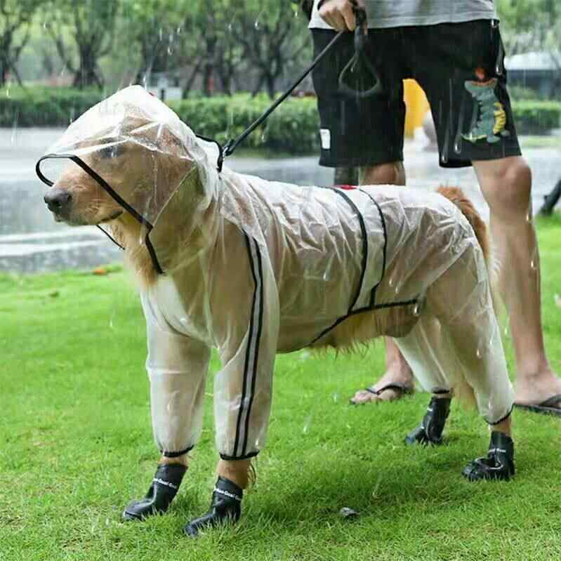 犬用 レインコート 大型犬 中型犬 防水 フード付き 反射材 透明 四脚カバー 散歩用 雨具 ペット 保護 機能 軽量 伸縮性・カラー展開: 透明・サイズ展開: S.M.L.XL.XXL.3XL.4XL.5XL.6XL.7XL