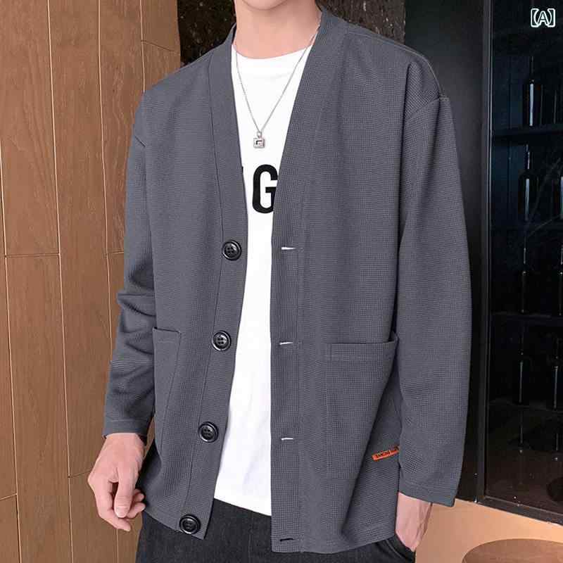 ジャケット メンズ シングルボタン カーディガン スウェット トップス アウター 春夏秋 カジュアル 普段使い・サイズ展開: M.L.XL.XXL.XXXL.XXXXL.XXXXXL・主な素材: ポリエステル100%・柄: 無地・ネックライ...