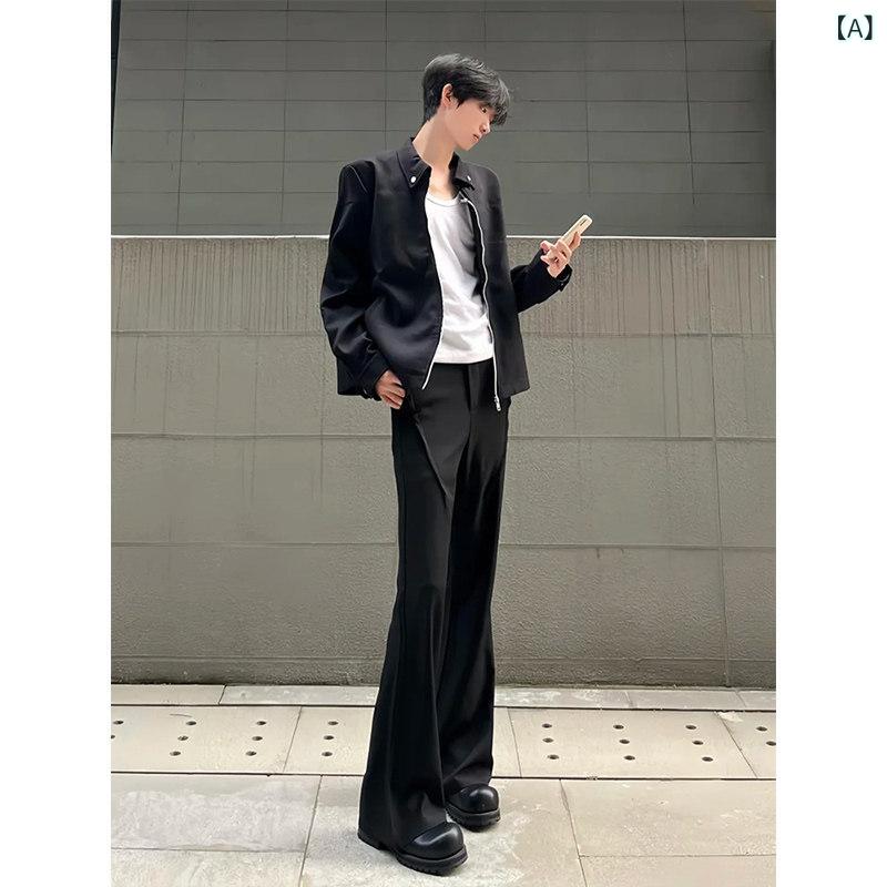 メンズ パンツ ストレート 微フレア ドレープ感 プリーツ 高級感 ロング丈 長身対応 ビジネス用 スリムフィット 快適 洗練シルエット・カテゴリ: レギュラーパンツ・スタイル: カジュアル・フィット: ・ウエスト位置: ミッドライズ・丈:...