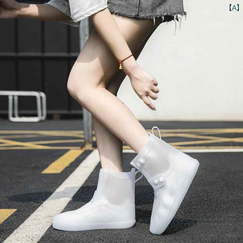 雨靴カバー 親子用 キッズ 防水 厚手 耐久性 防滑 男女兼用 学生 通学用 アウトドア 成人対応 滑り止め 雨の日 軽量 伸縮性・スタイル: シンプル・靴筒の高さ: 中筒（20-28cm）・サイズ展開: 29.31.33.35.37.39...