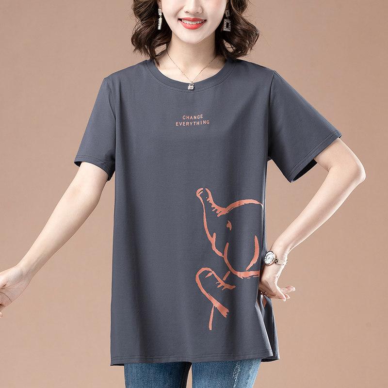レディース Tシャツ 夏用 短袖 綿100% ゆったり トップス 中長丈 大きめサイズ ママ向け 日常使い 通気性 良い 軽量・韓国・シルエット: ゆったり・主な素材: 綿95%.ポリウレタン5%・機能: 吸湿排汗・袖丈: 短袖・ネックライ...