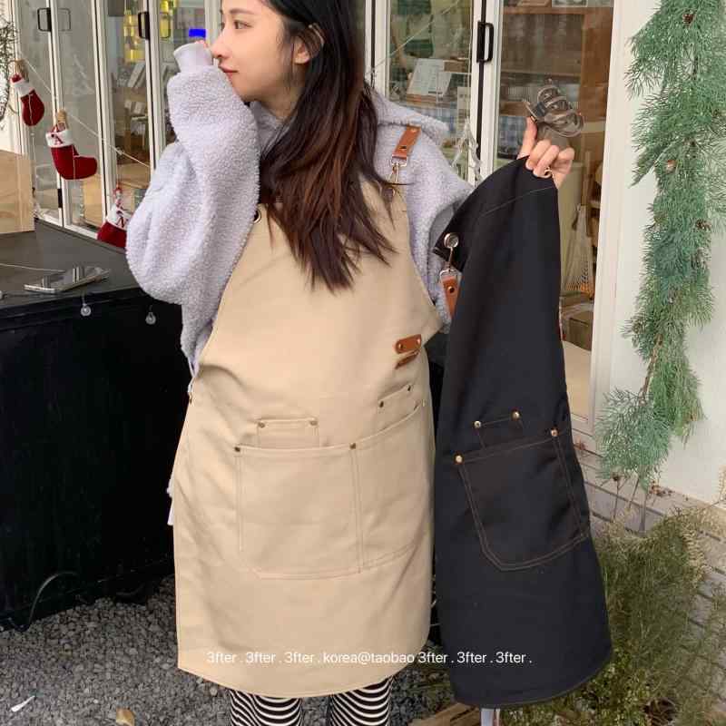 エプロン 防水 防油 キャンバス素材 飲食店用 サービス業 家庭用 調理用 厨房作業 腰巻き 作業着 耐久性 軽量・カラー展開: ブラック.カーキ