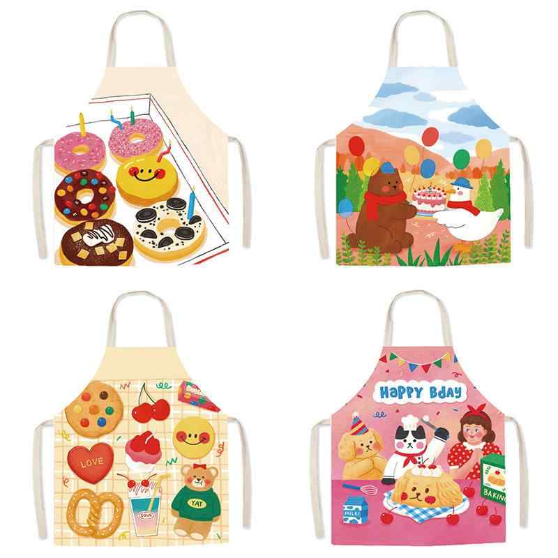 エプロン 親子用 かわいい イラスト柄 ポップカラー 布 キッチン 料理 ベーキング お菓子作り ホーム 家庭 工作 美術 防汚 汚れ防止・カテゴリ: 無袖エプロン・主な素材: 加厚綿麻・用途: 防汚・サイズ展開: 65×75cm（成人用）...