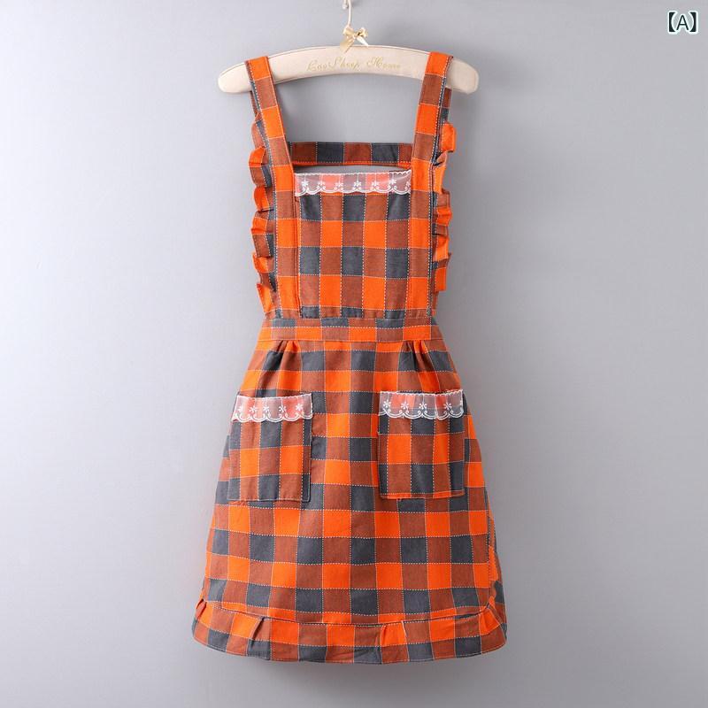 腰エプロン 女性用 二層チェック柄 プリンセス 綿素材 防水防汚 キッチン 家庭用 通勤作業服 おしゃれ かわいい 軽量 伸縮性・スタイル: 韓国・要素: 小清新・カラー展開: オレンジ.赤.グレー白.枣紅.黒.茶色.青.緑・サイズ展開: ...