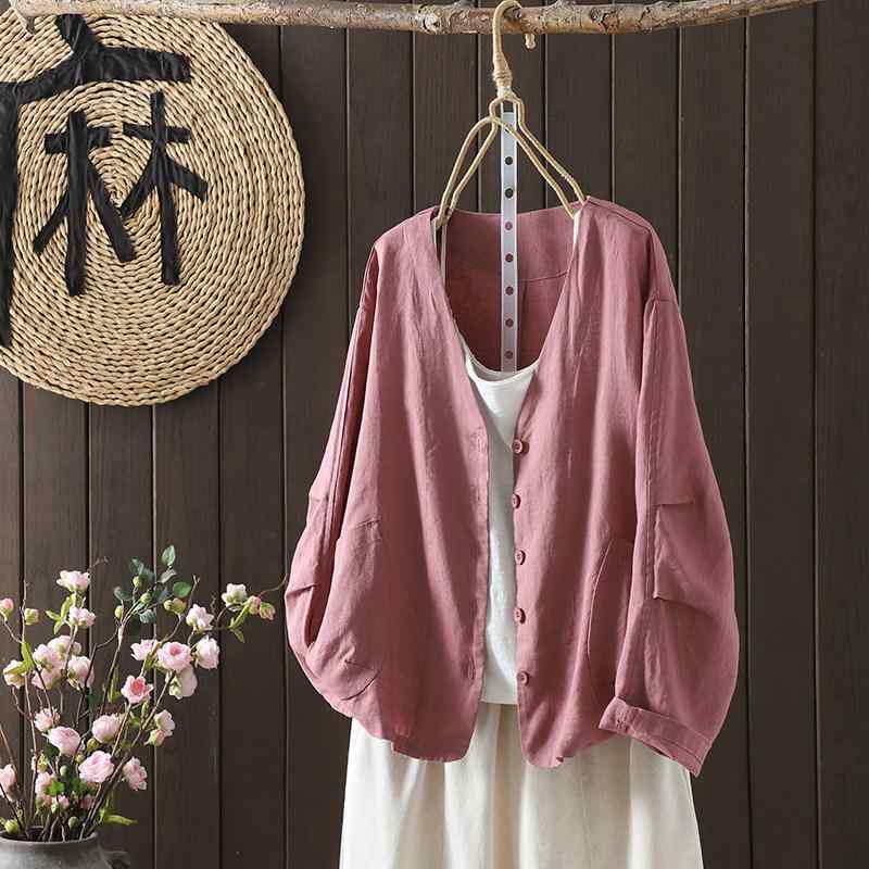 カーディガン レディース 春夏 長袖 コットンリネン ウォッシュド プリーツ 単色 UVカット 通気性 アウター トップス 軽量 吸湿速乾 普段使い・スタイル: ・要素: ボタン.ポケット・袖丈: 長袖・ネックライン: クルーネック・フロン...