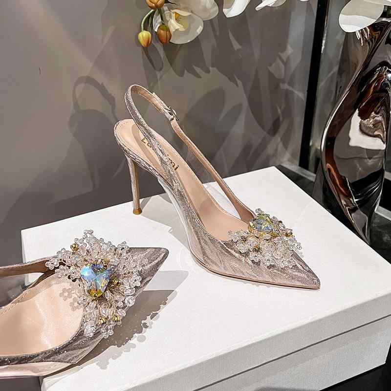 ウェディングシューズ 女性用 ポインテッドトゥ 細ヒール ラインストーン パール 装飾 クローズドトゥ ミドルヒール ハイヒールパンプス サンダル 結婚式 ブライダル フォーマル エレガント 輝き・サイズ展開: 33,34,35,36,37...