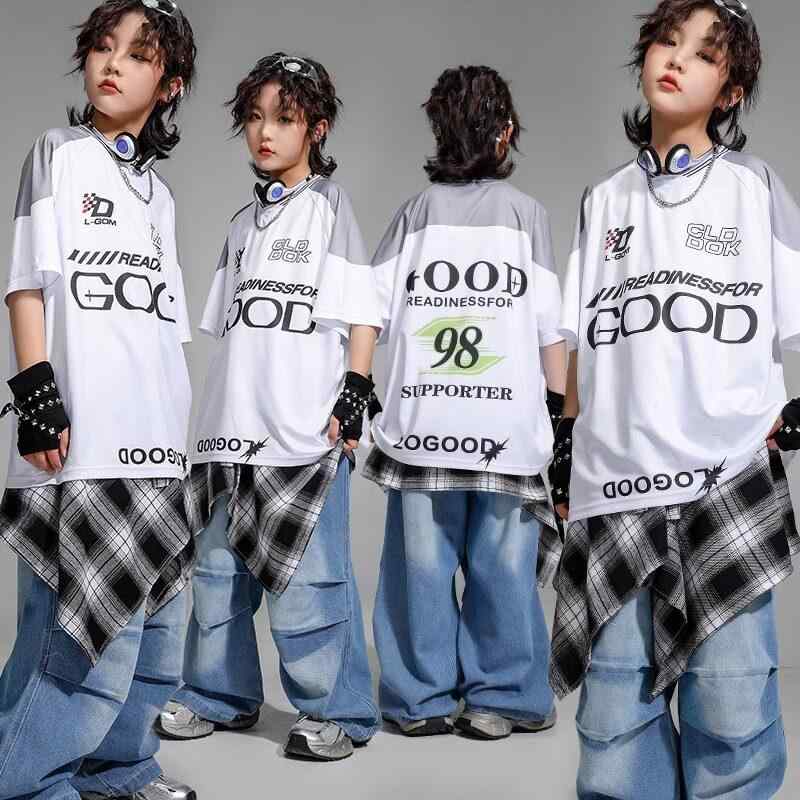 キッズ ダンス 衣装 ヒップホップ ストリート ファッション 男女兼用 クール スタイル パフォーマンス ステージ ウェア 子供 ダンスウェア コスチューム 動きやすい ・主な素材: 綿31%-50%・サイズ展開: 110,120,130,...