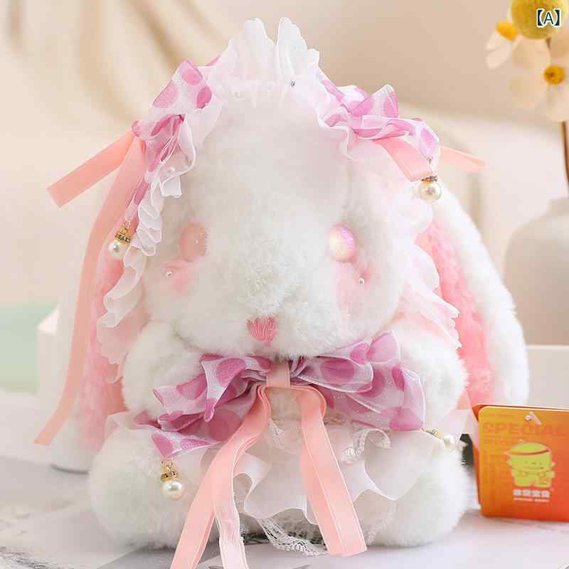 ぬいぐるみ 女の子用 ウサギ ロリータ かわいい 小型 布 毛布 ふわふわ 柔らかい 素材 子供 玩具 ドール 人形 おもちゃ 室内 飾り付け・カテゴリ: ウサギぬいぐるみ・対象年齢: 2歳～14歳・対象性別: 女性・素材: 毛绒・填充材:...