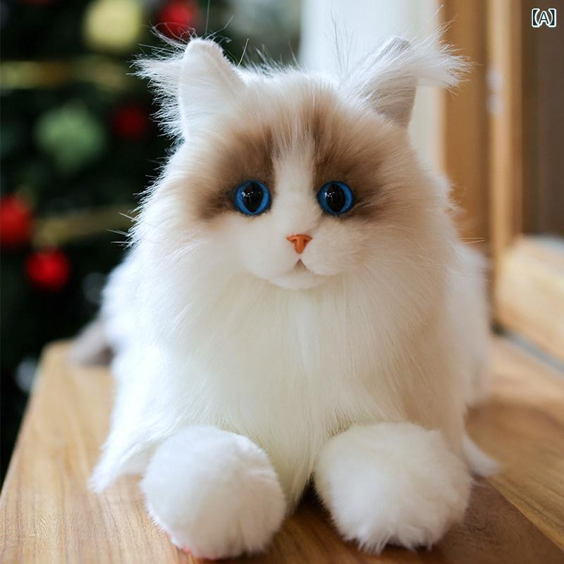 ぬいぐるみ ラグドール猫 リアル 毛布 猫 玩具 子供用 柔らかい 素材 かわいい インテリア 飾り 遊び道具・種類: ぬいぐるみ・適用年齢: 5歳・填充物: PP綿・素材: 毛绒・適用性別: 男女共通・カラー展開: 標準款.白いマフラー....