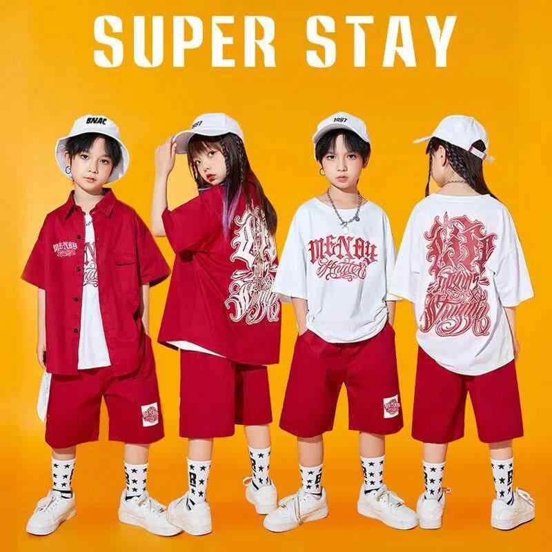 キッズ ダンス衣装 ヒップホップ ストリートダンス 夏 セット 男の子 女の子 ジャズ クール スタイリッシュ パフォーマンス 伸縮性 軽量・スタイル: ヒップホップ・適用年齢: 3歳.4歳.5歳.6歳.7歳.8歳.9歳.10歳.11歳.1...