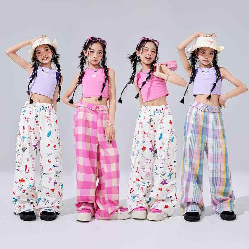 キッズ 女の子 ジャズダンス 衣装 ストリートダンス セット ヒップホップ パフォーマンス 服 ステージ ウェア 子供服 ダンス ステージ ショー ウォーキング カラフル ビビッド カラー・スタイル: ヒップホップ・ダンスタイプ: ジャズダ...