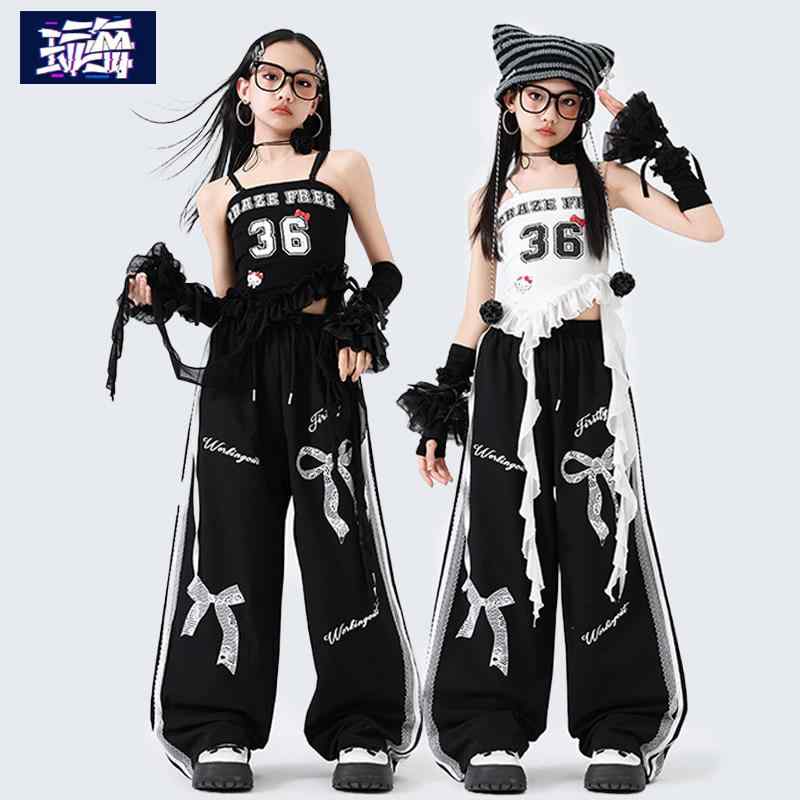 女の子用 キッズ ジャズダンス ヒップホップ ストリートダンス 衣装 セットアップ ステージ パフォーマンス ファッション スタイリッシュ ダンスウェア 子供服 演出服・スタイル: ヒップホップ・ダンスタイプ: ジャズダンス・性別: 女性・...