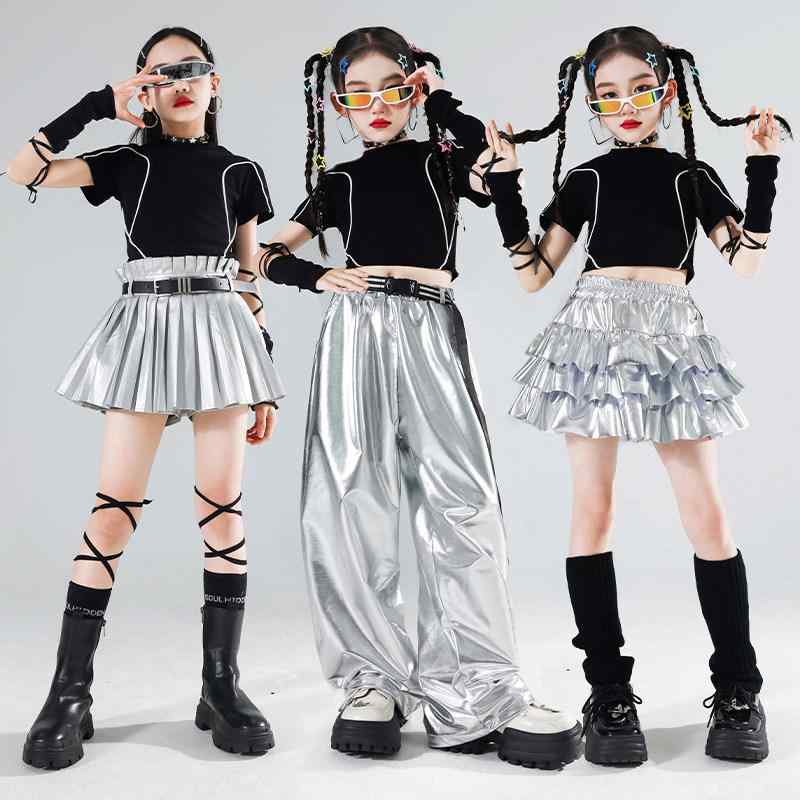 ダンス衣装 女の子用 ジャズダンス ストリートダンス ステージパフォーマンス かわいいクール ファッション シルバー カラー 軽量素材 伸縮性 子供向け・スタイル: ・ダンスタイプ: ジャズダンス・対象性別: 女性・対象年齢: 4歳.5歳....