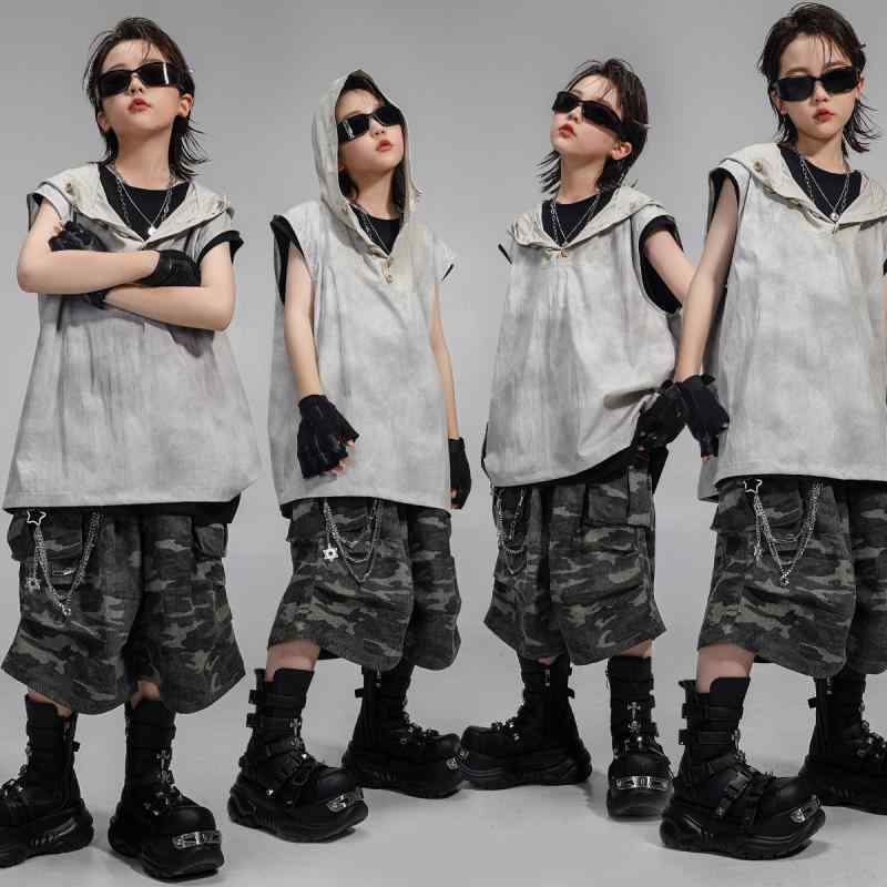 男の子 ヒップホップ ストリートダンス 衣装 セット キッズ カジュアル ファッション ダンスパフォーマンス 用 ストリートスタイル・対象年齢: 17歳以下・サイズ展開: 110,120,130,140,150,160,170,180・カラ...