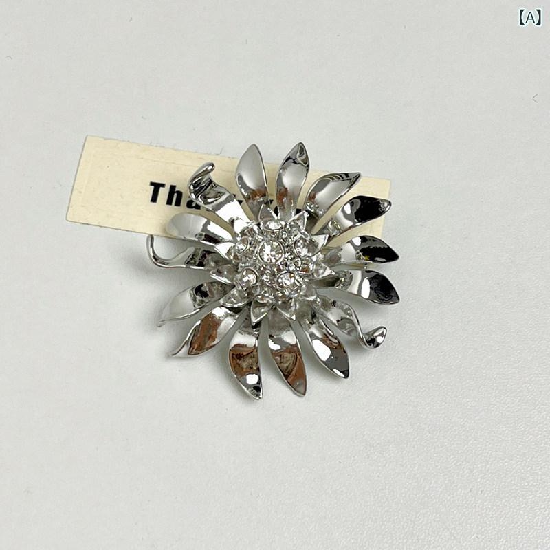 ブローチ 女性用 シルバー ひまわり パール 金属 大きめ 精巧 高級感 スーツ 胸花 ビジネス フォーマル アクセサリー 華やか ピン ファッション・カテゴリ: アクセサリー・スタイル: 欧米・主な素材: 合金.銀メッキ.金メッキ・柄: ...
