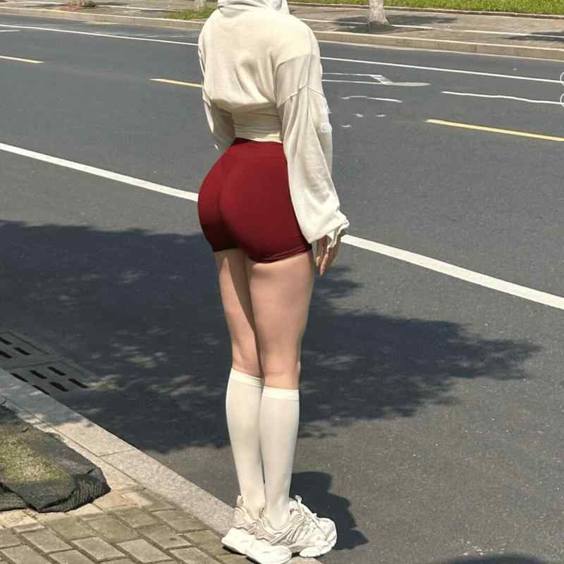 レディース ハイウエスト ヒップアップ ショーツ 夏用 通気性 ヨガパンツ フィットネス セクシー ウエストシェイプ 伸縮性 軽量 運動 ジムウェア・対象: 女性・パンツ丈: ショート・サイズ展開: XS,S,M,L,XL・カラー展開: ピ...