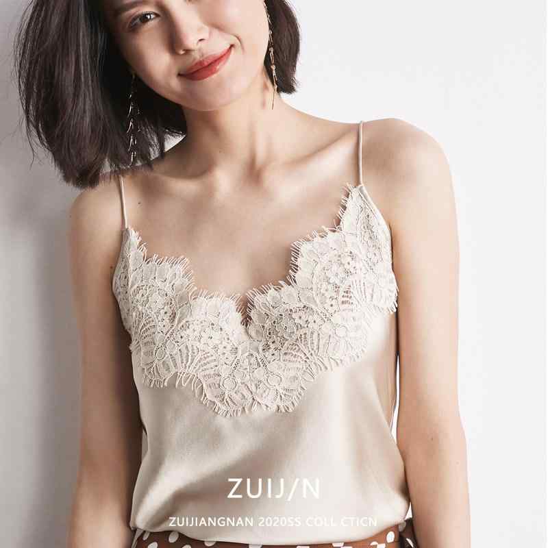レディース 夏用 キャミソール 　素材 レース ノースリーブ トップス インナー 外出着 セクシー 軽量 滑らかな肌触り ファッション アイテム・サイズ展開: S.M.L.XL・柄: 無地・カラー展開: 白.黒.カーキ.ピンク・要素: レー...