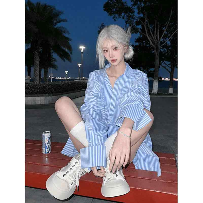 シャツ メンズ 夏用 長袖 ブルー ストライプ 薄手 UVカット カジュアル フィット ナチュラル ボーイフレンドスタイル 日常使い リラックスウェア・シルエット: ・ステッチ: 明線・加工: ノーアイロン・スタイル: ・袖型: シャツスリ...