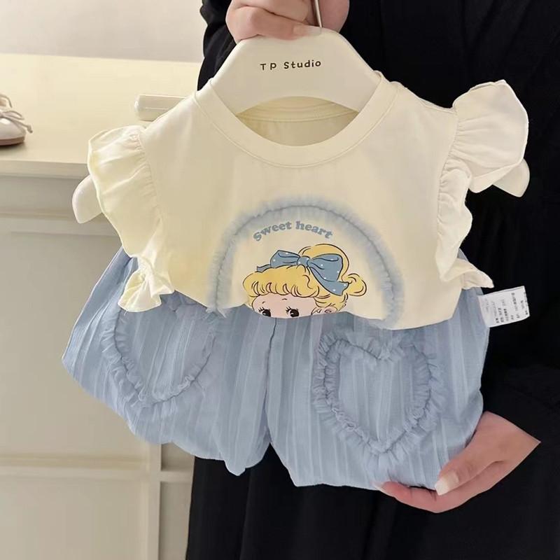 女の子 ベビー 夏 短袖 薄手 セット 服 かわいい スタイリッシュ セパレート 通気性 コットン素材 普段使い 軽量 吸湿速乾・スタイル: カジュアル・対象: 女児・ネックライン: プルオーバー・カラー: 米白・サイズ展開: 80cm.9...