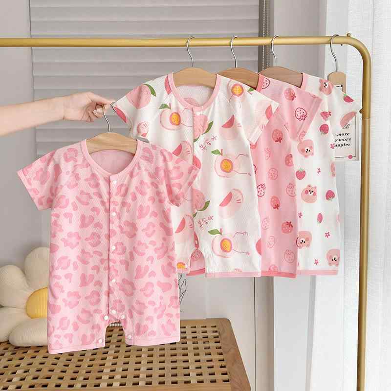 ベビー服 女の子 新生児 短袖 綿100% 前開き 這い這い服 パジャマ 夏用 柔らかい 吸湿性 日常使い 室内着 軽量・スタイル: カジュアル・性別: 男女共用・主な素材: 綿95%.その他5%・カラー展開: 粉豹紋.粉辺蜜桃.草莓粉熊....